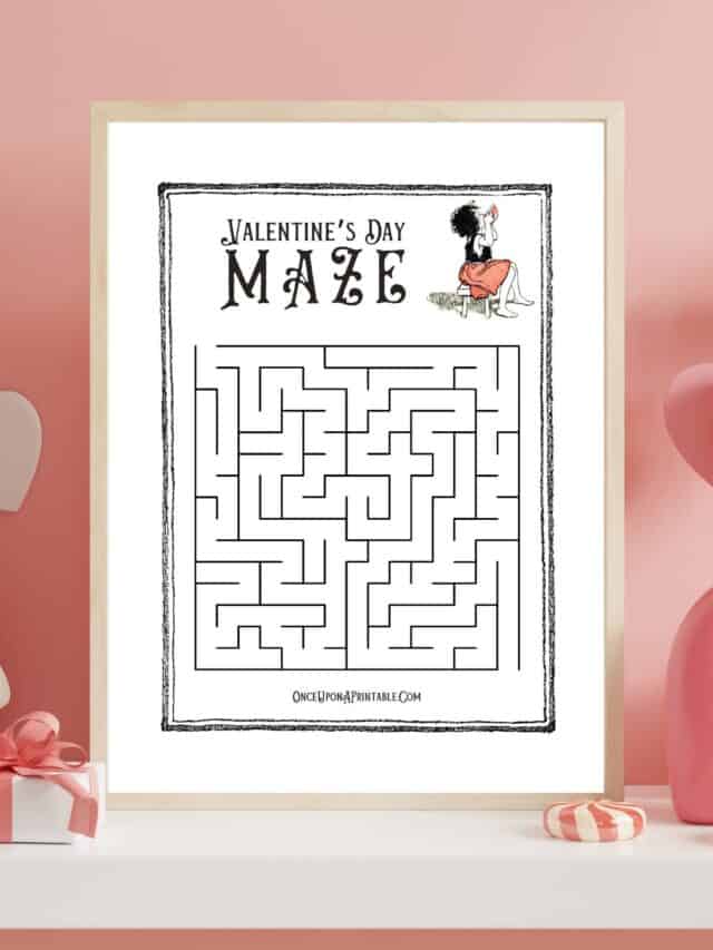 Free Valentine's Day Maze Cards Printable Activity - Once Upon a Printable
