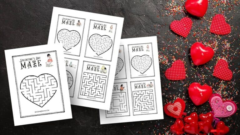 Free Valentine's Day Maze Cards Printable Activity - Once Upon a Printable