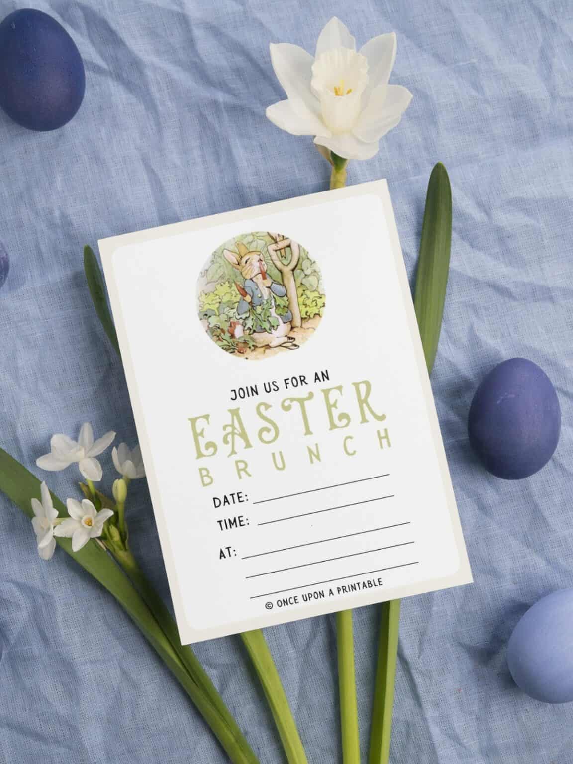 Peter Rabbit Easter Egg Hunt Invitations (Free Printables) - Once Upon ...