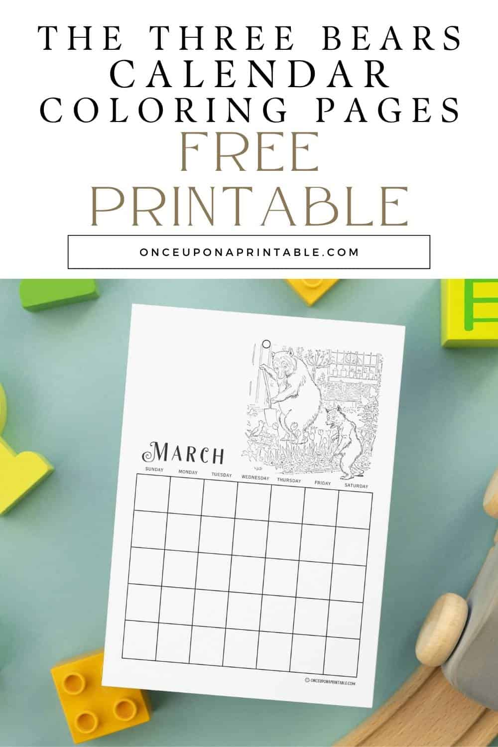 The Three Bears Calendar Coloring Page: Free Printable - Once Upon a ...