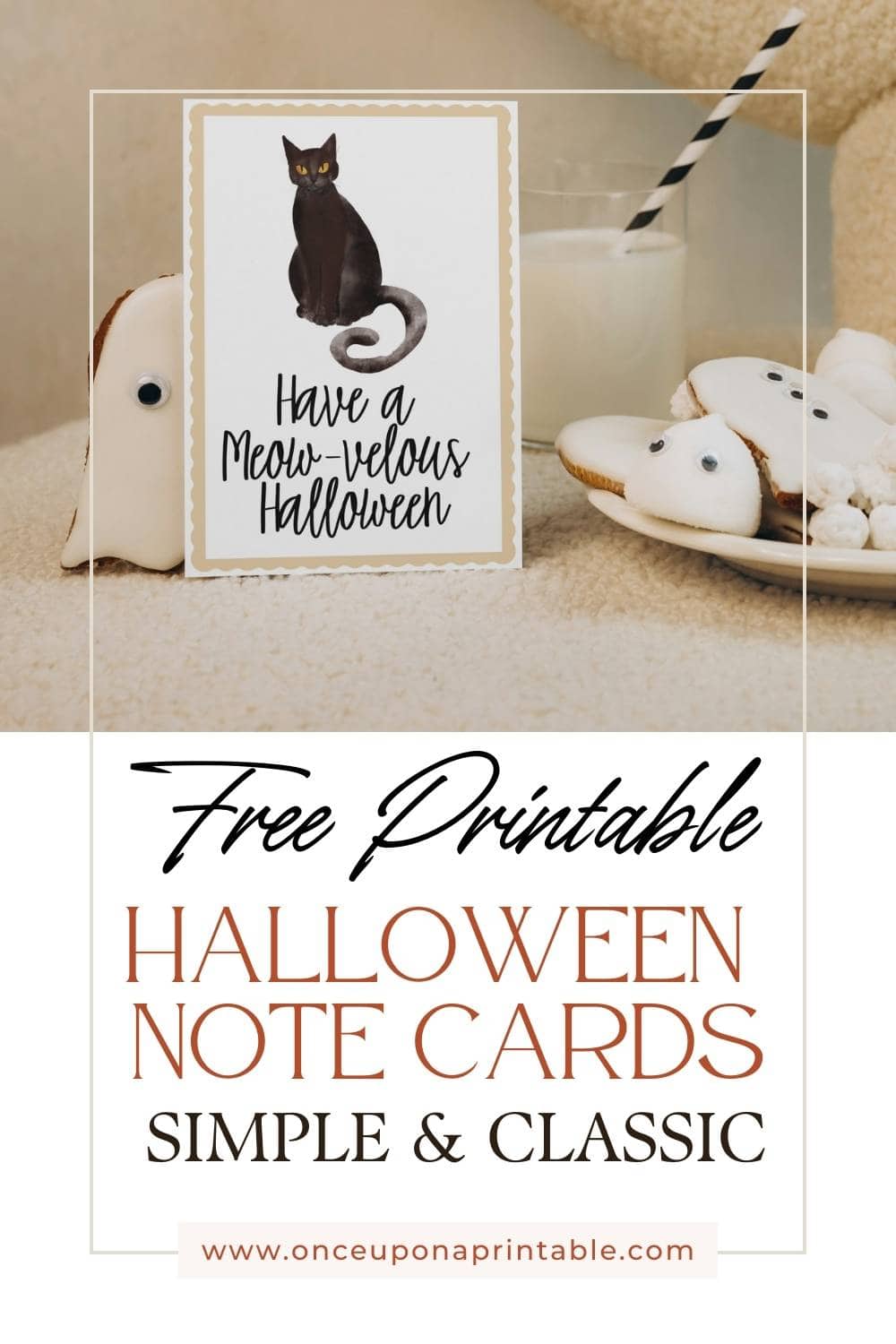 Simple Halloween Note Cards Free Printable - Once Upon A Printable