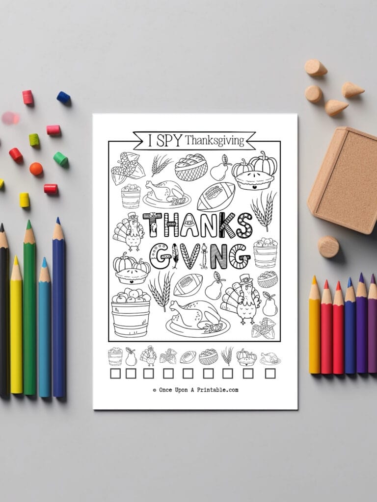 Free Printable Thanksgiving I Spy - Once Upon a Printable