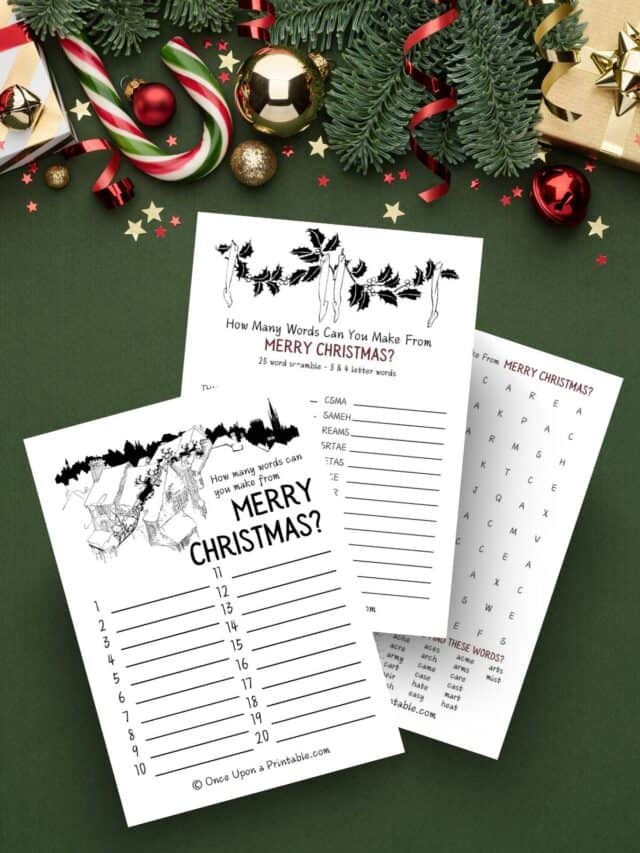 "How Many Words Can You Make From Merry Christmas" Printables - Once ...