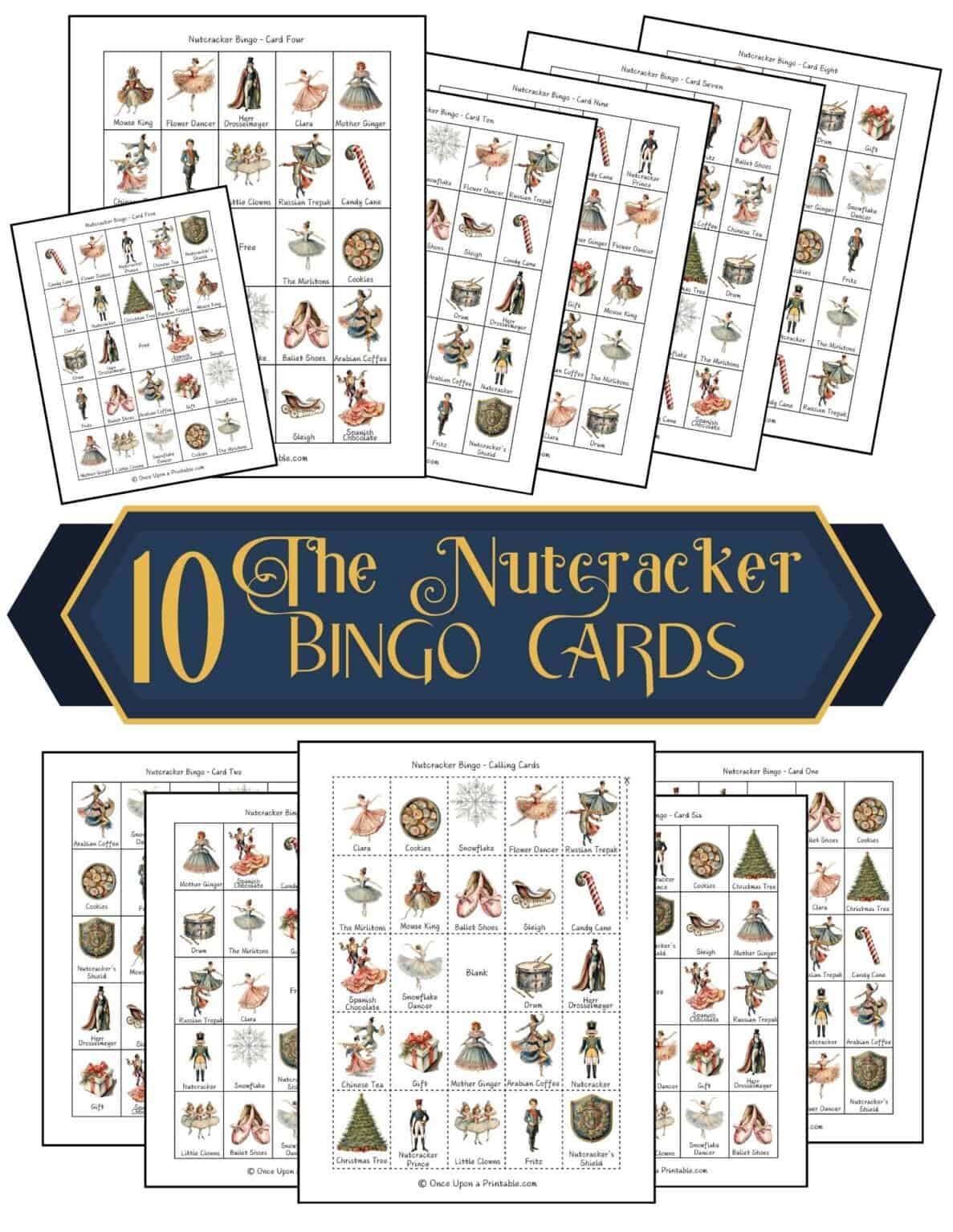 "The Nutcracker" Bingo Game Cards Free Printables - Once Upon a Printable