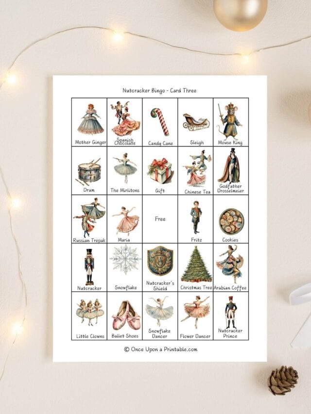 "The Nutcracker" Bingo Game Cards Free Printables - Once Upon a Printable