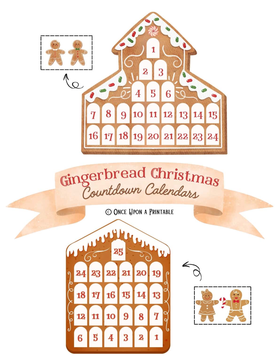 Gingerbread Christmas Countdown Calendars Free Printable - Once Upon A ...