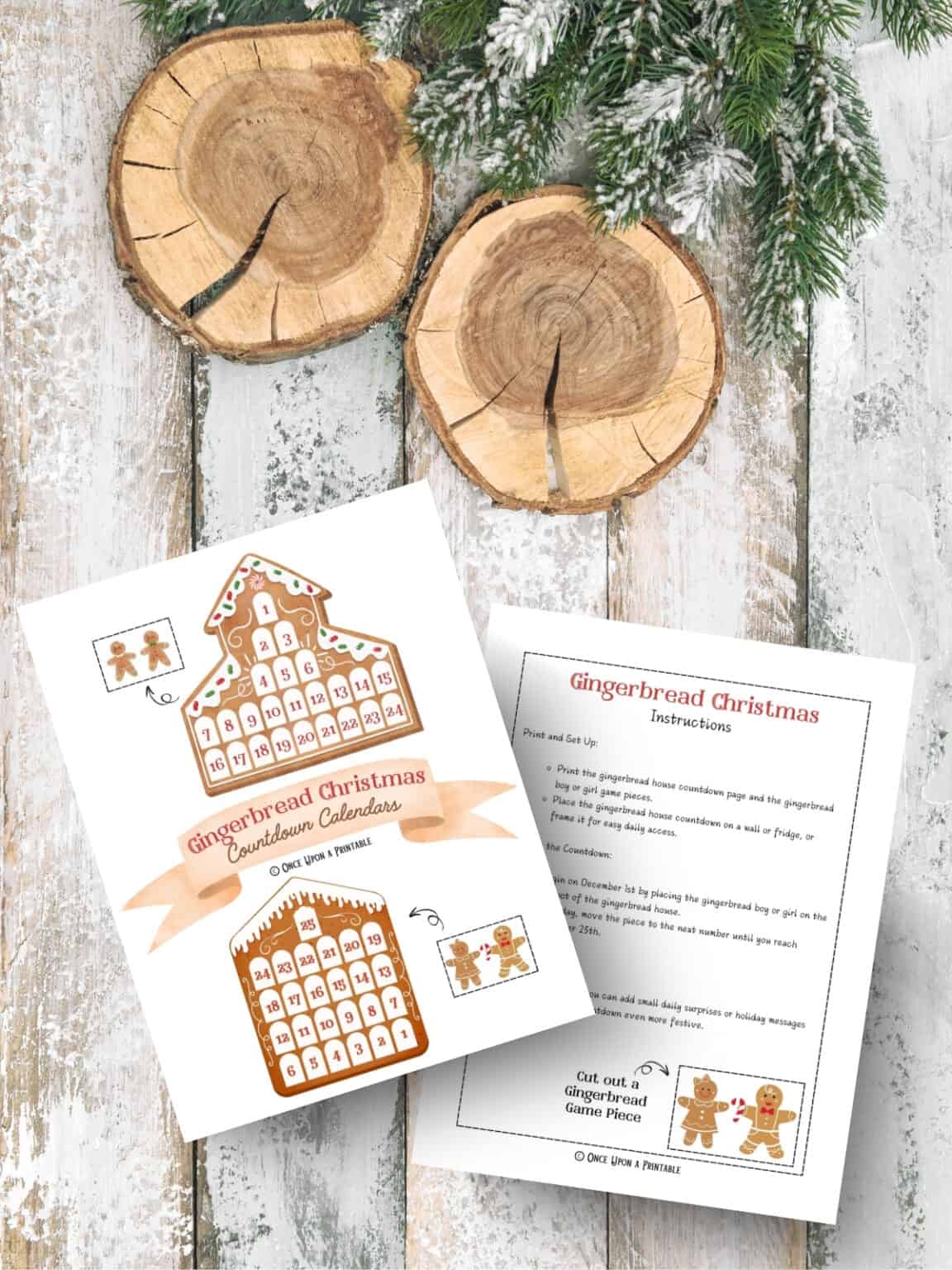 Gingerbread Christmas Countdown Calendars Free Printable - Once Upon a ...