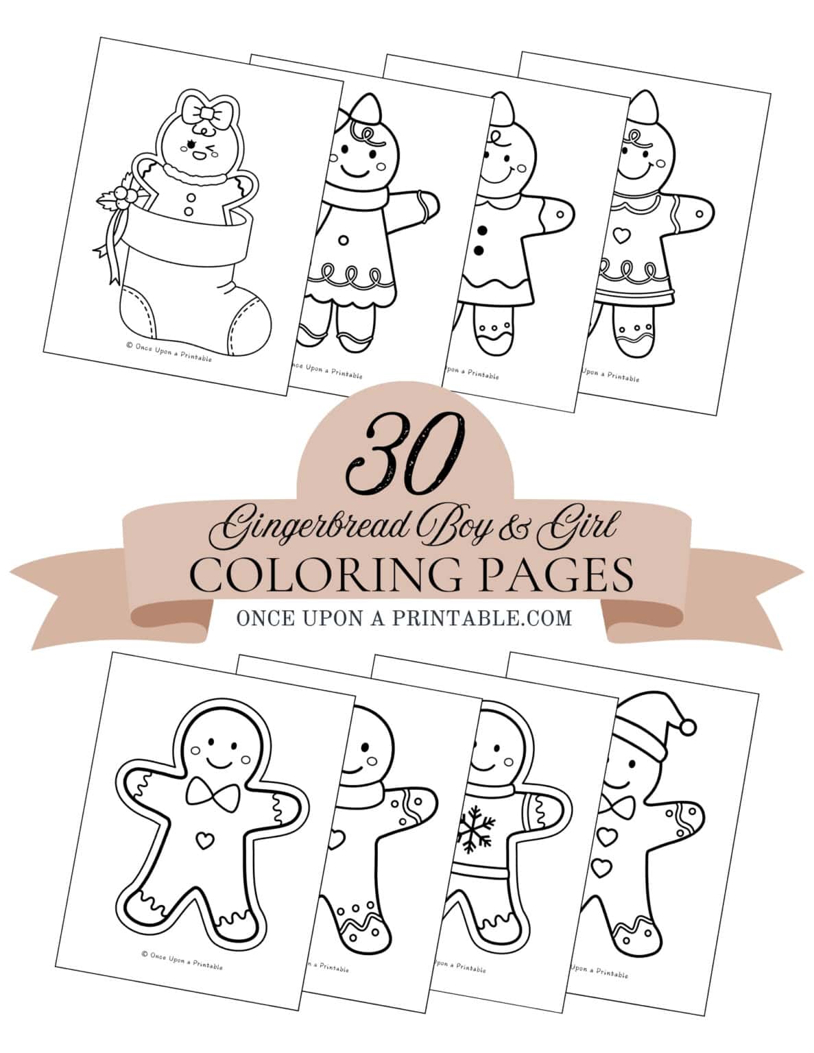 Gingerbread Man Template and Coloring Pages Free Printable - Once Upon ...