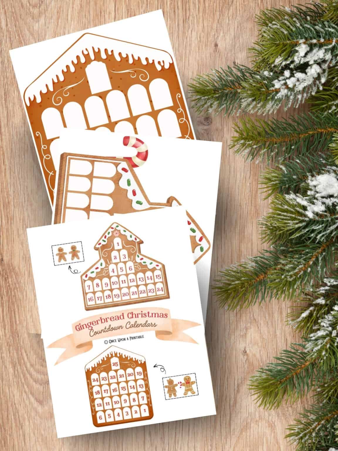 Gingerbread Christmas Countdown Calendars Free Printable - Once Upon a ...
