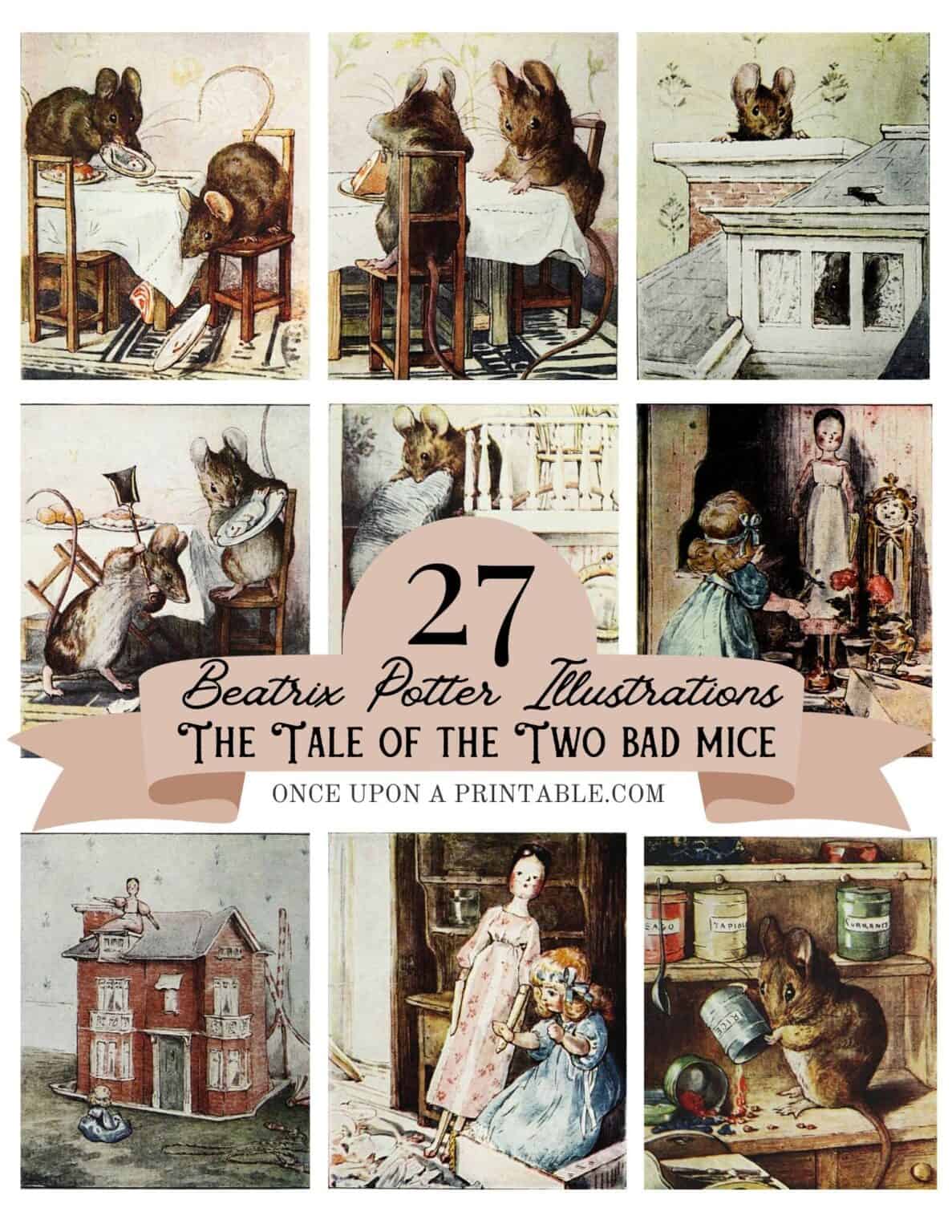 "The Tale of Two Bad Mice" Illustrations (Free to Print) - Once Upon a ...
