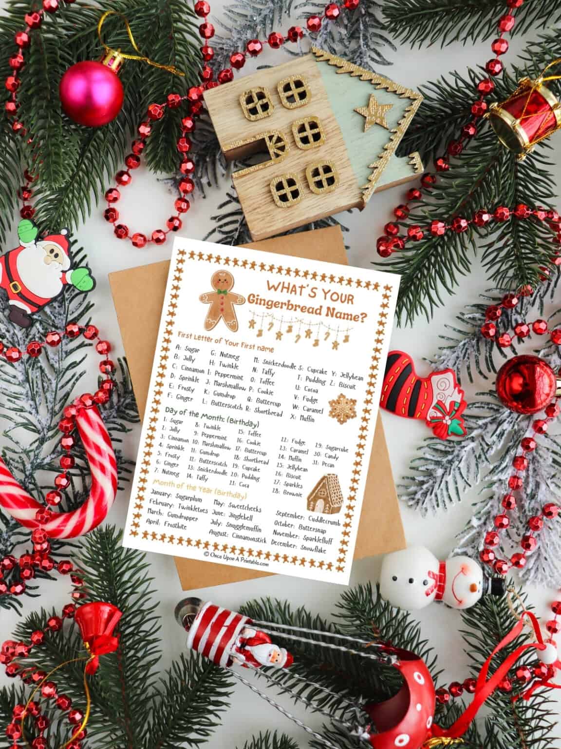 "What's Your Gingerbread Name?" Game Free Printable - Once Upon A Printable