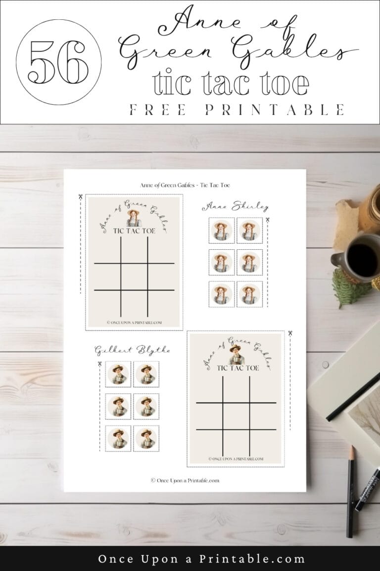Anne of Green Gables Tic-Tac-Toe Cards (Free to Print) - Once Upon a ...