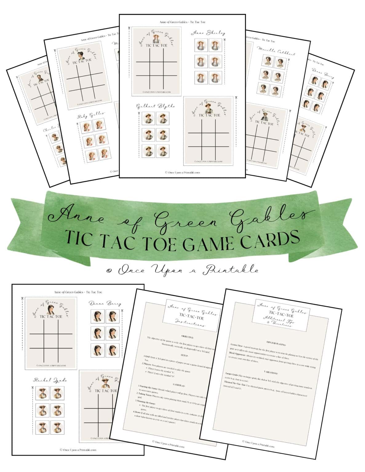 Anne of Green Gables Tic-Tac-Toe Cards (Free to Print) - Once Upon a ...