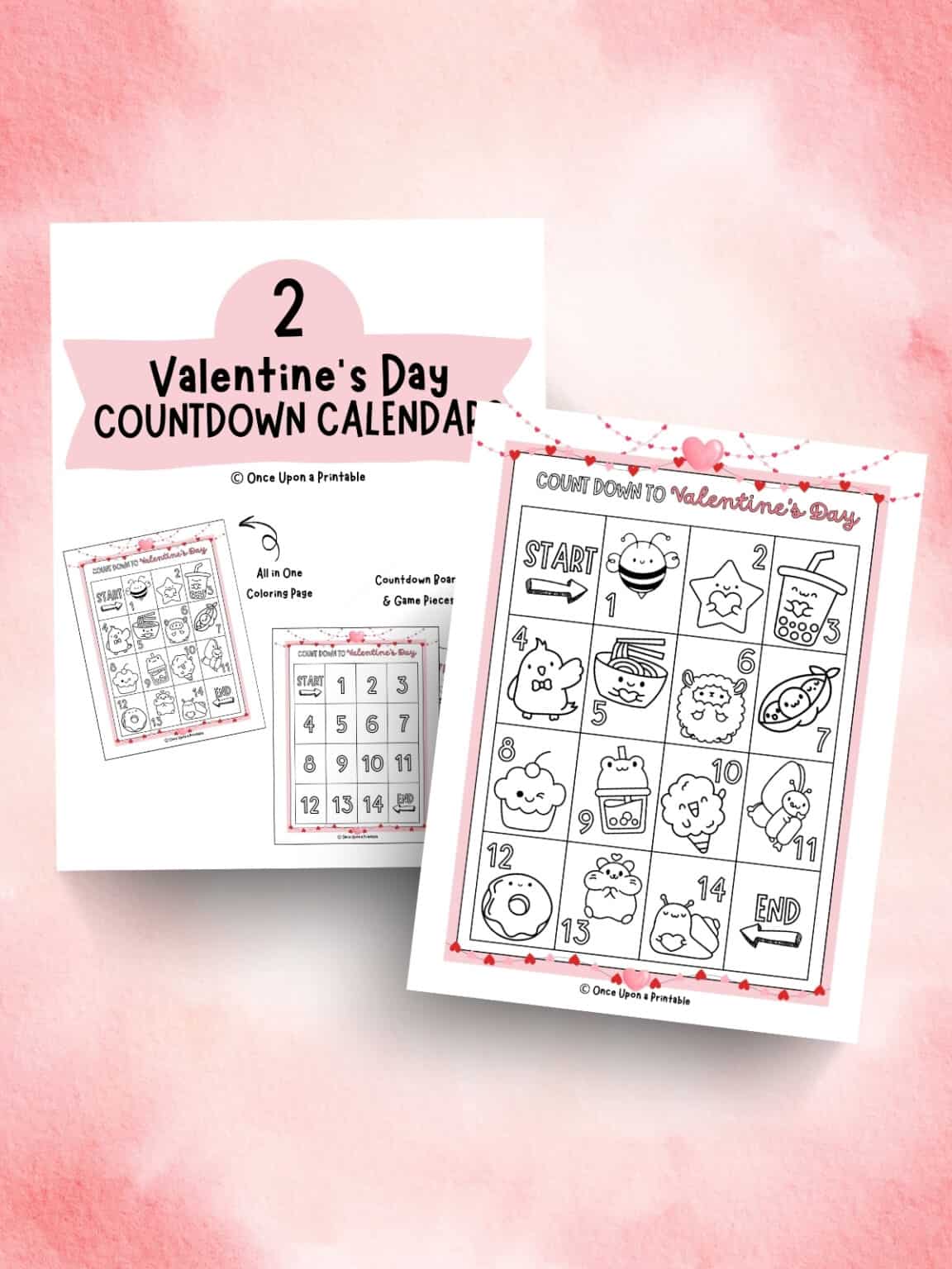 Valentine's Day Coloring Countdown Calendar Free Printable - Once Upon ...