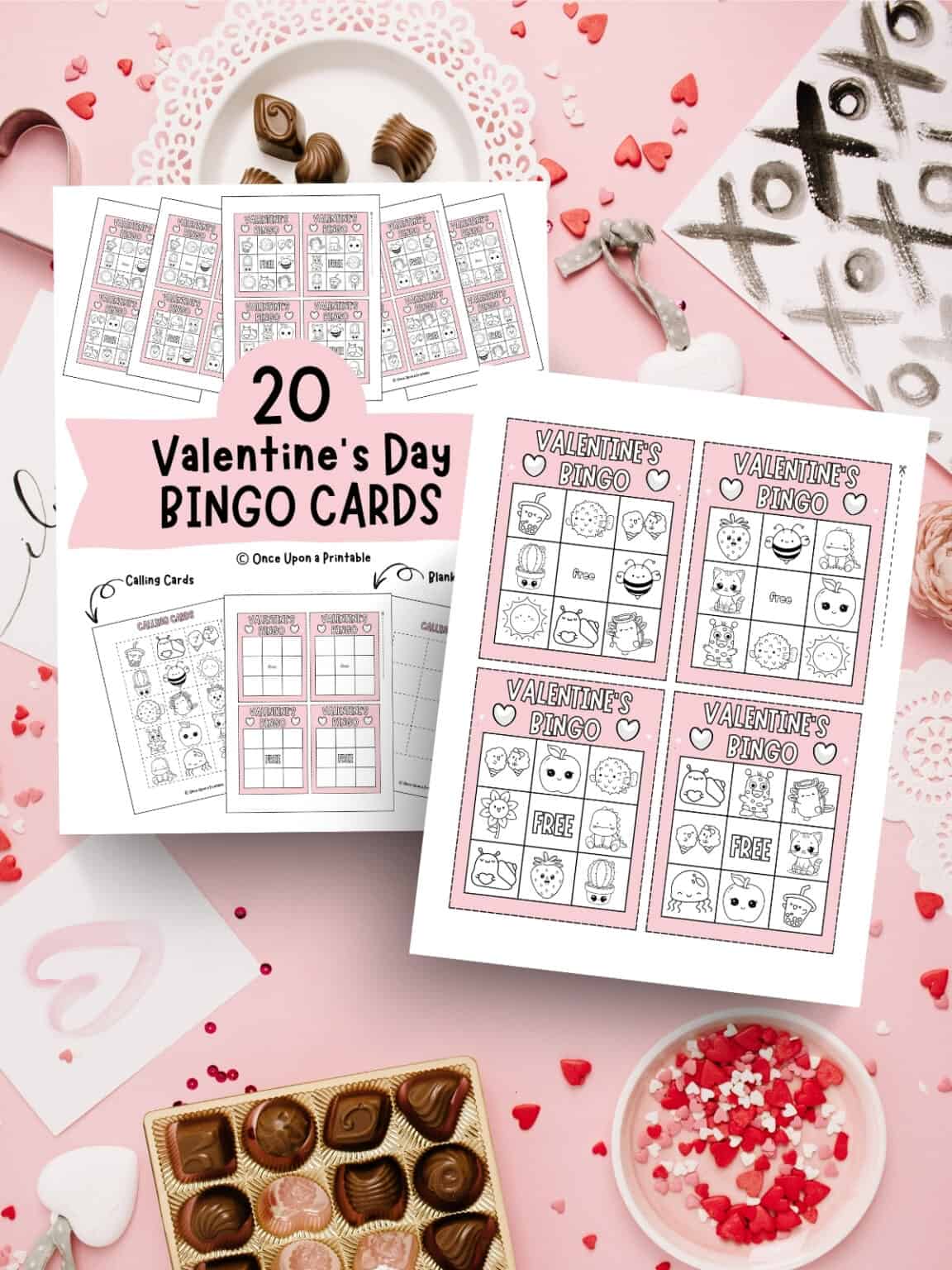 Valentine's Day Bingo Game Cards Free Printable - Once Upon a Printable