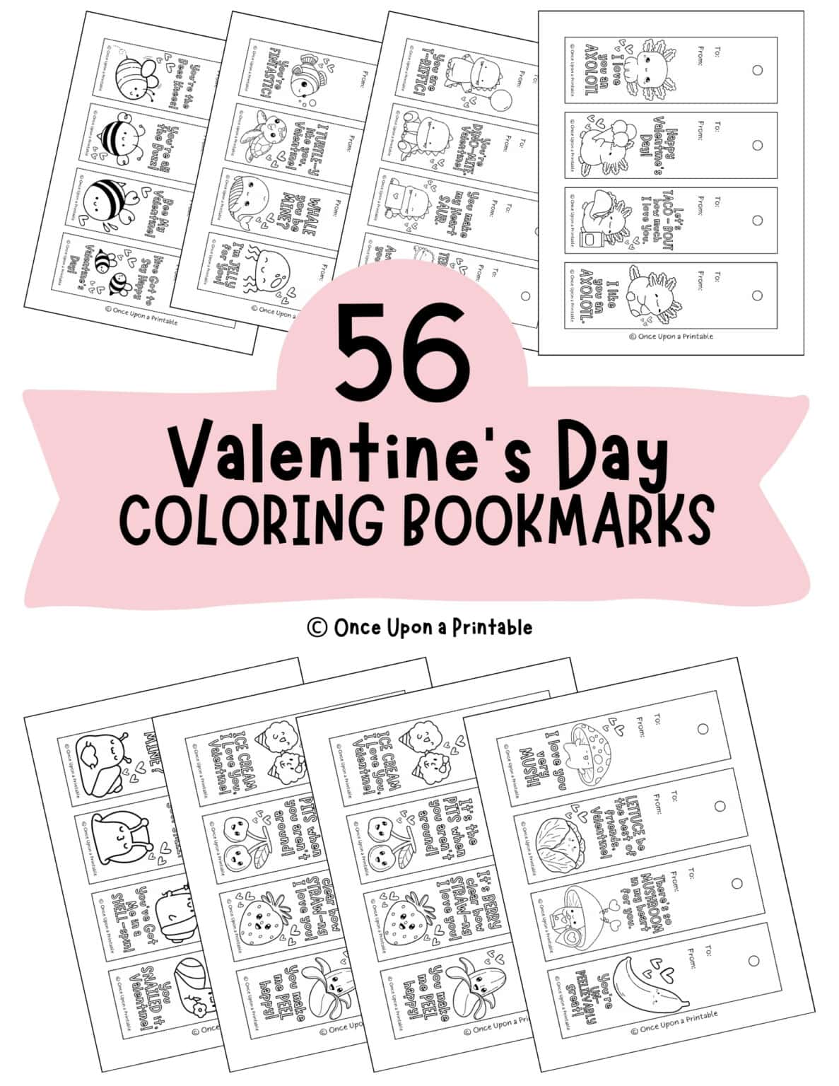 Valentine's Day Coloring Bookmarks (Free Printable) - Once Upon a Printable