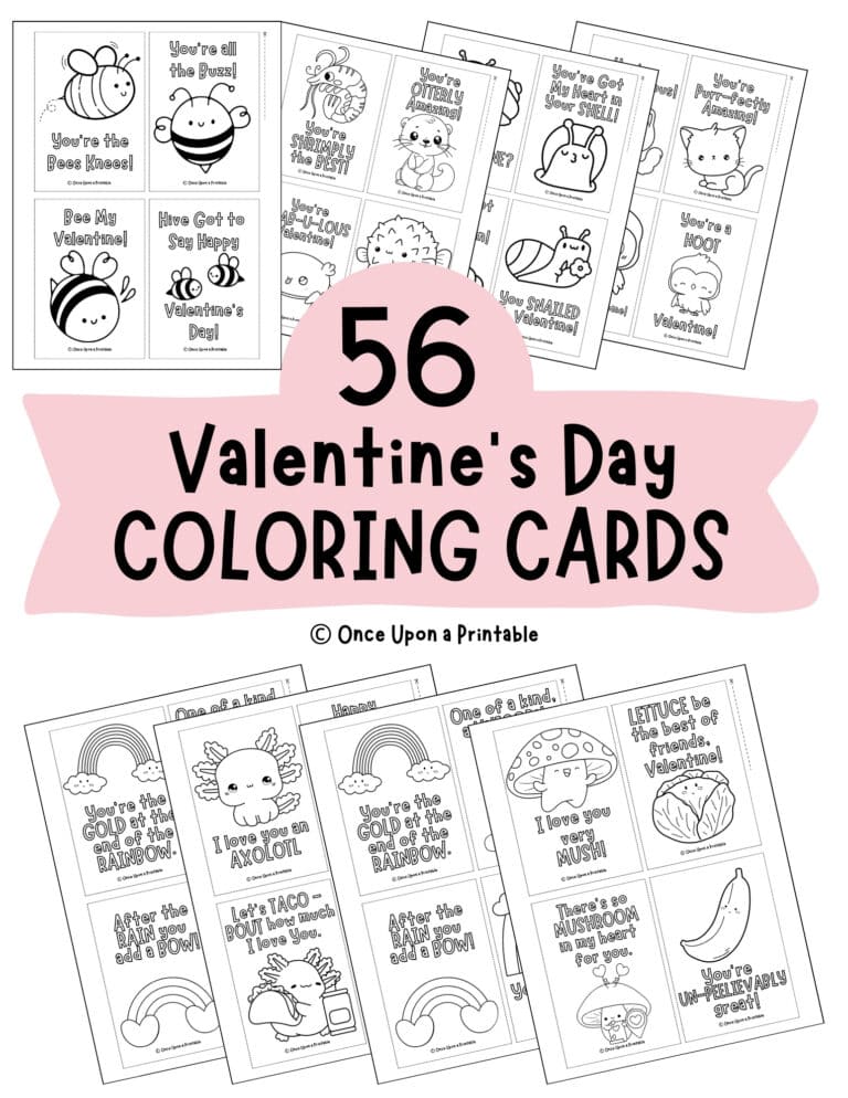 Valentine's day Coloring Cards (Free Printable) - Once Upon a Printable