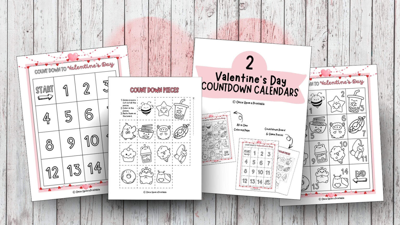 Valentine's Day Coloring Countdown Calendar Free Printable - Once Upon ...