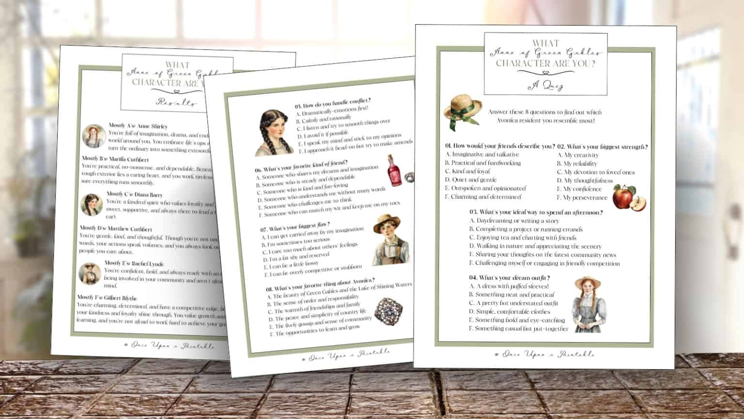 What 'Anne of Green Gables' Character Are you? (Free Printable Quiz ...