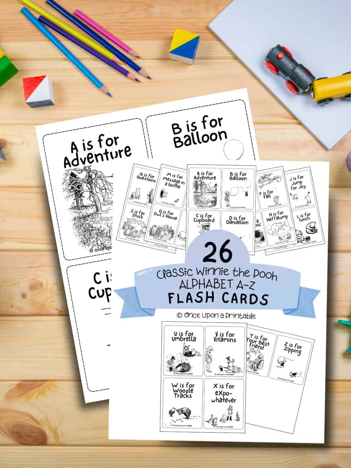 Classic Winnie the Pooh Alphabet Flashcards (Free Printables) - Once ...