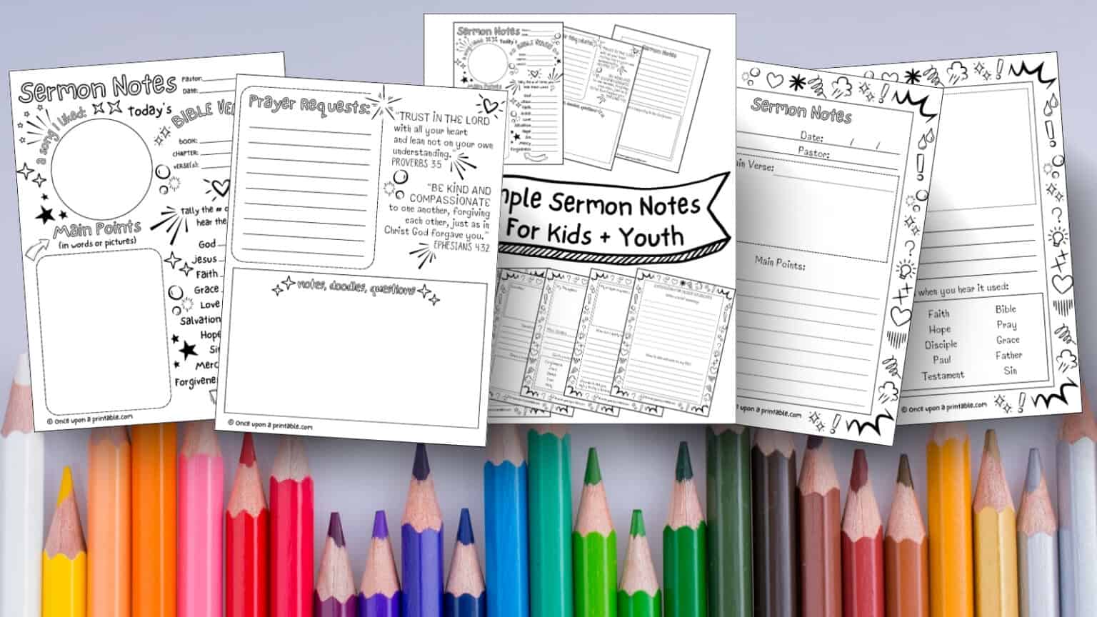 Sermon Notes for Kids (Free Printable) - Once Upon a Printable