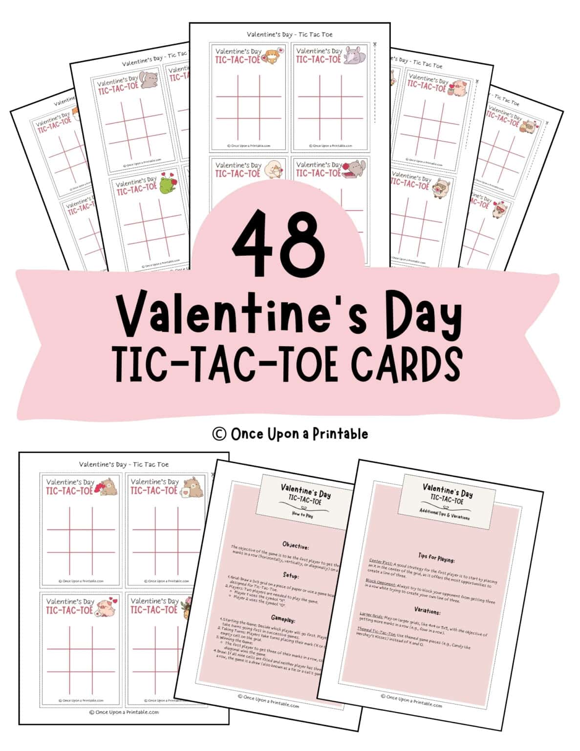 Tic Tac Toe Valentine's Cards (Free Printable) - Once Upon a Printable