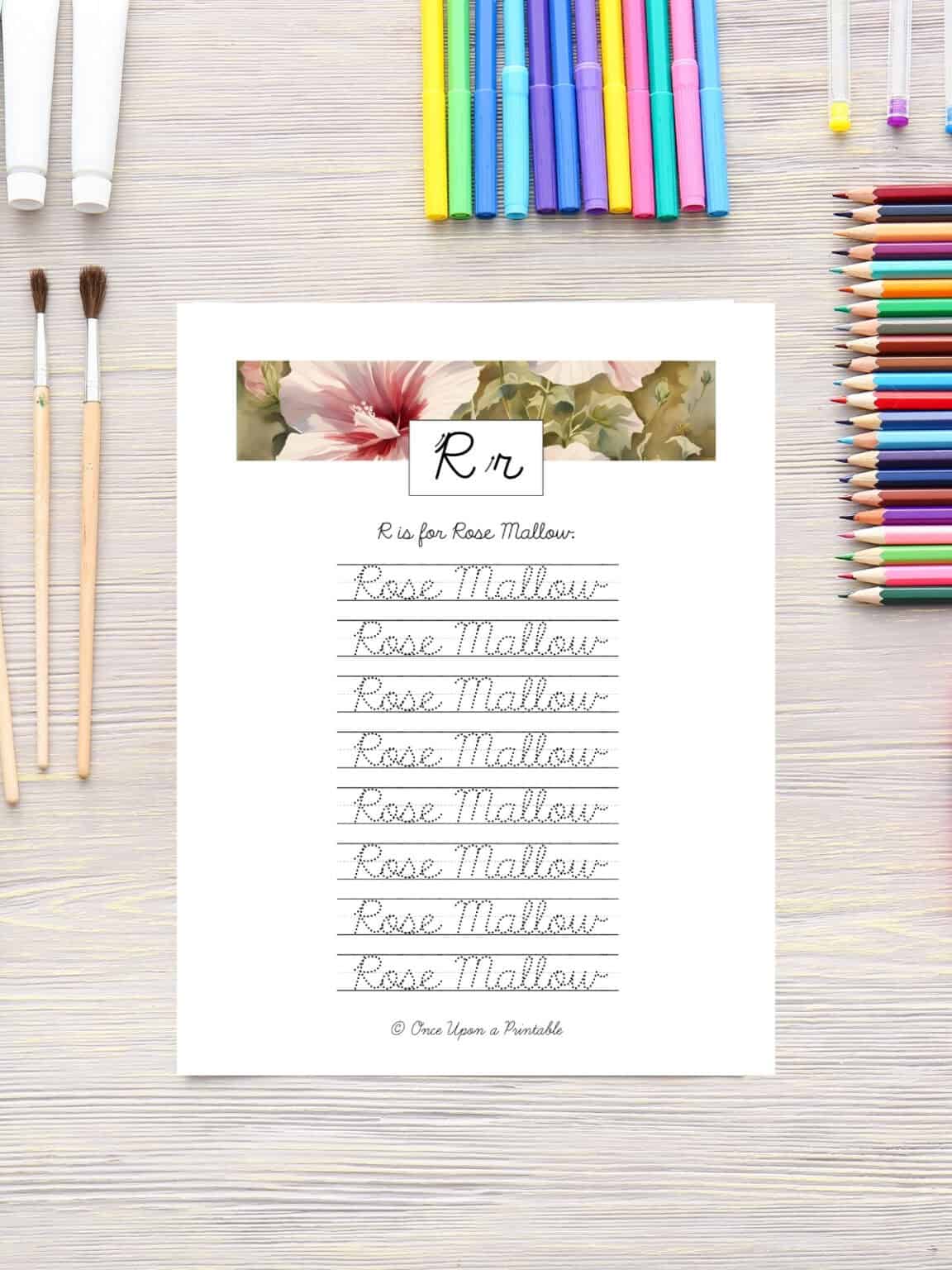 North American Wildflower Cursive Worksheets (Free to Print) - Once ...