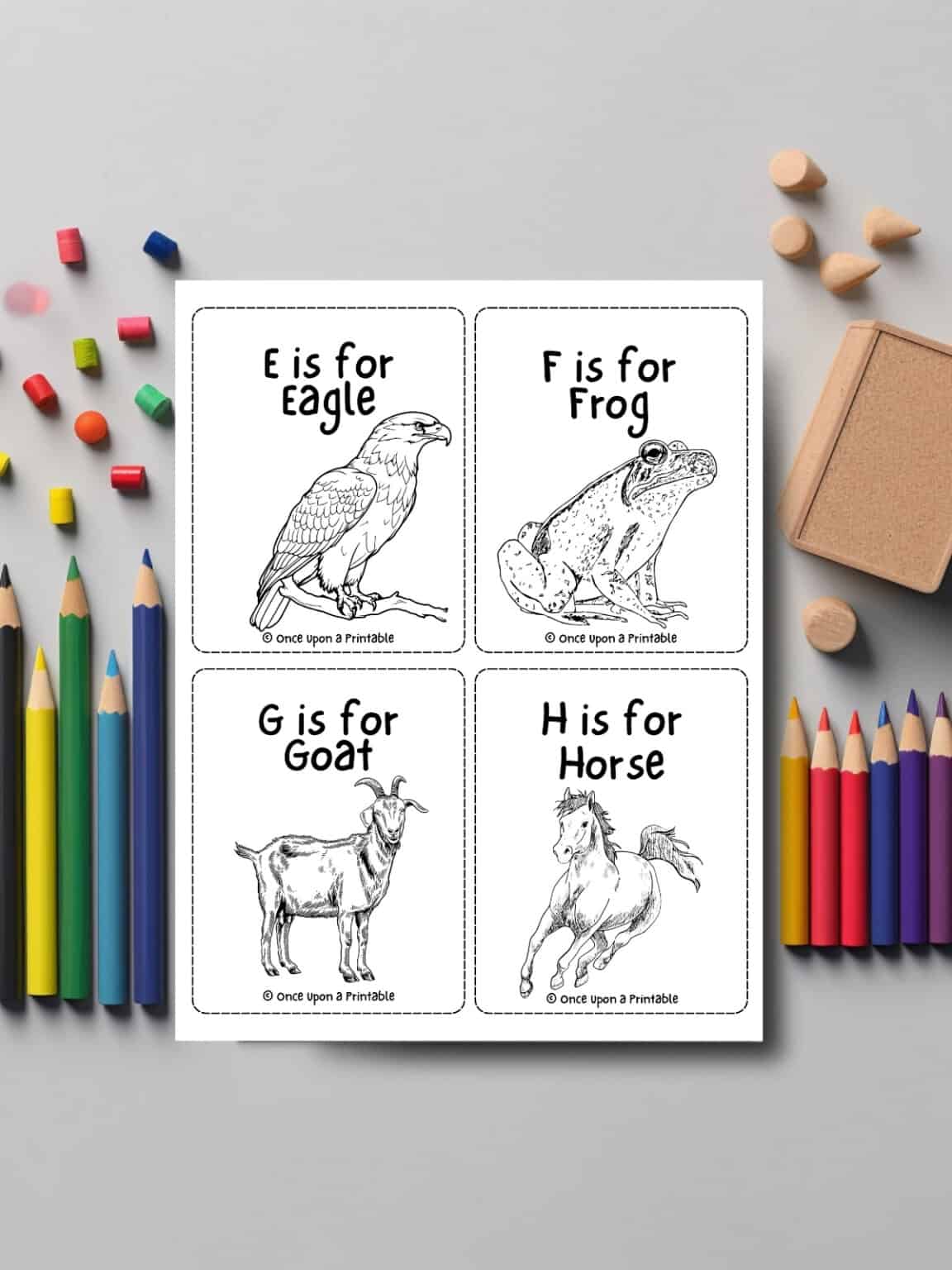 Alphabet Flashcards for Coloring (Free printable) - Once Upon a Printable