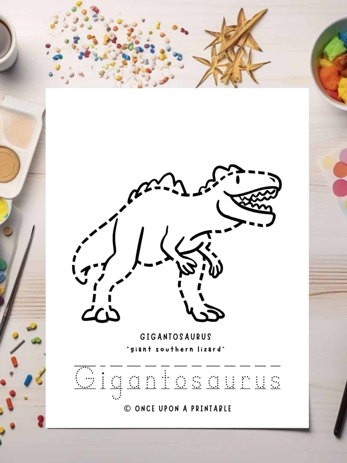 Dinosaur Tracing Coloring Pages (Free Printable) - Once Upon a Printable