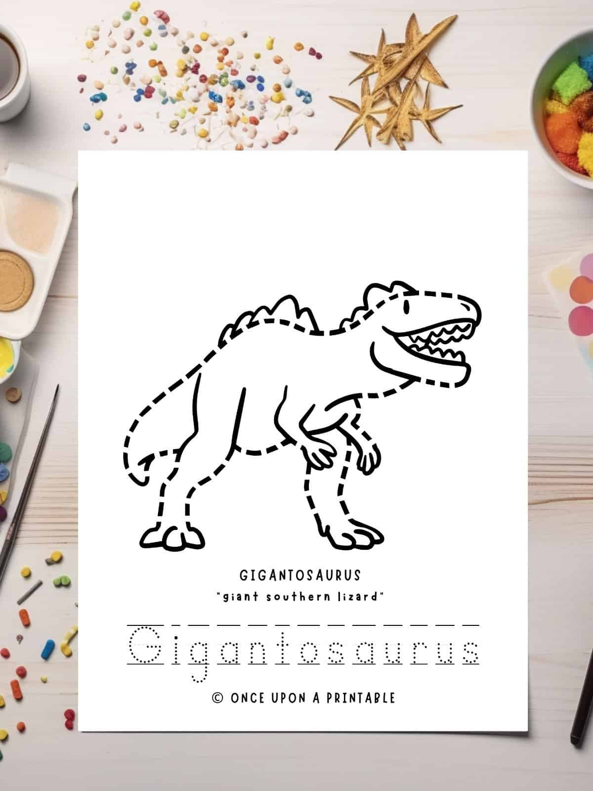 Dinosaur Tracing Coloring Pages (Free Printable) - Once Upon A Printable