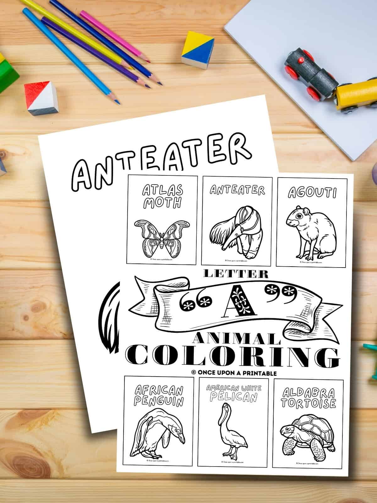 Letter "A" Animal Coloring Pages (Free Printables) - Once Upon a Printable