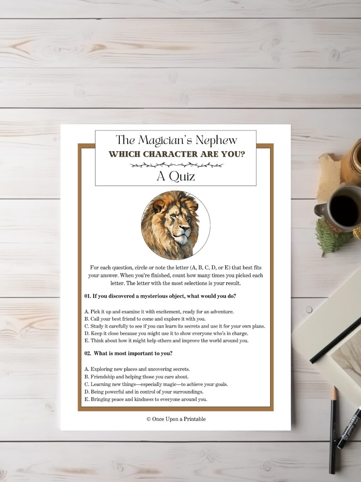 The Magician's Nephew Character Quiz (Free Printable) - Once Upon a ...