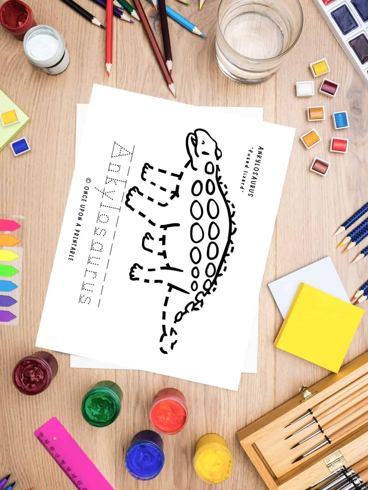 Dinosaur Tracing Coloring Pages (Free Printable) - Once Upon A Printable