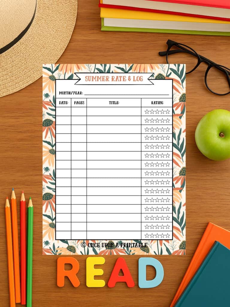 Summer Reading Log (Free Printables) - Once Upon a Printable
