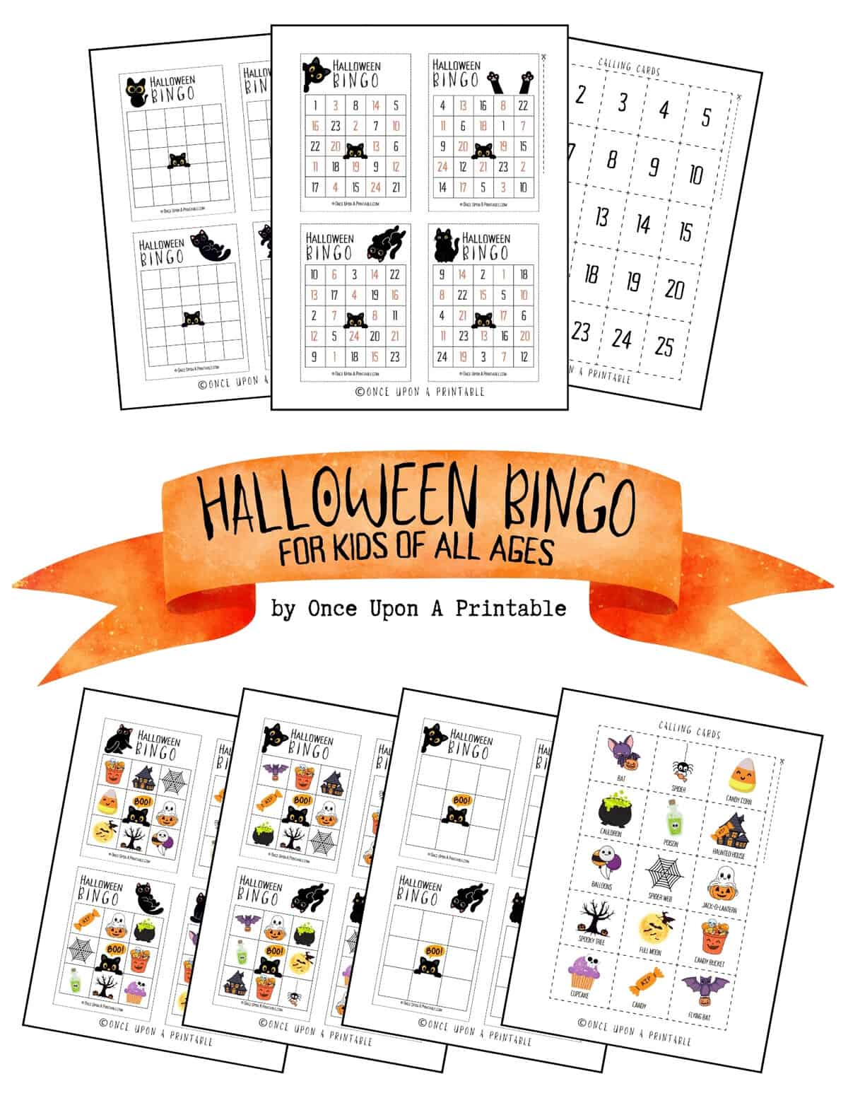24 Free Printable Halloween Bingo Cards - Once Upon a Printable