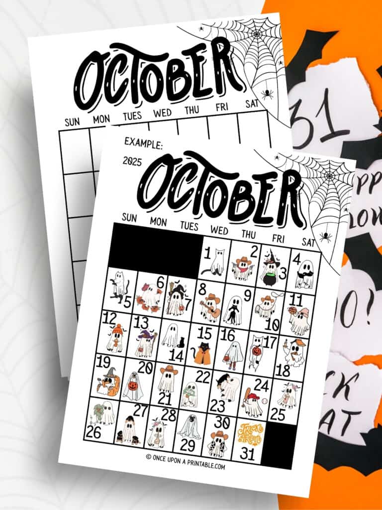 October Calendar Printable (Free) - Once Upon a Printable
