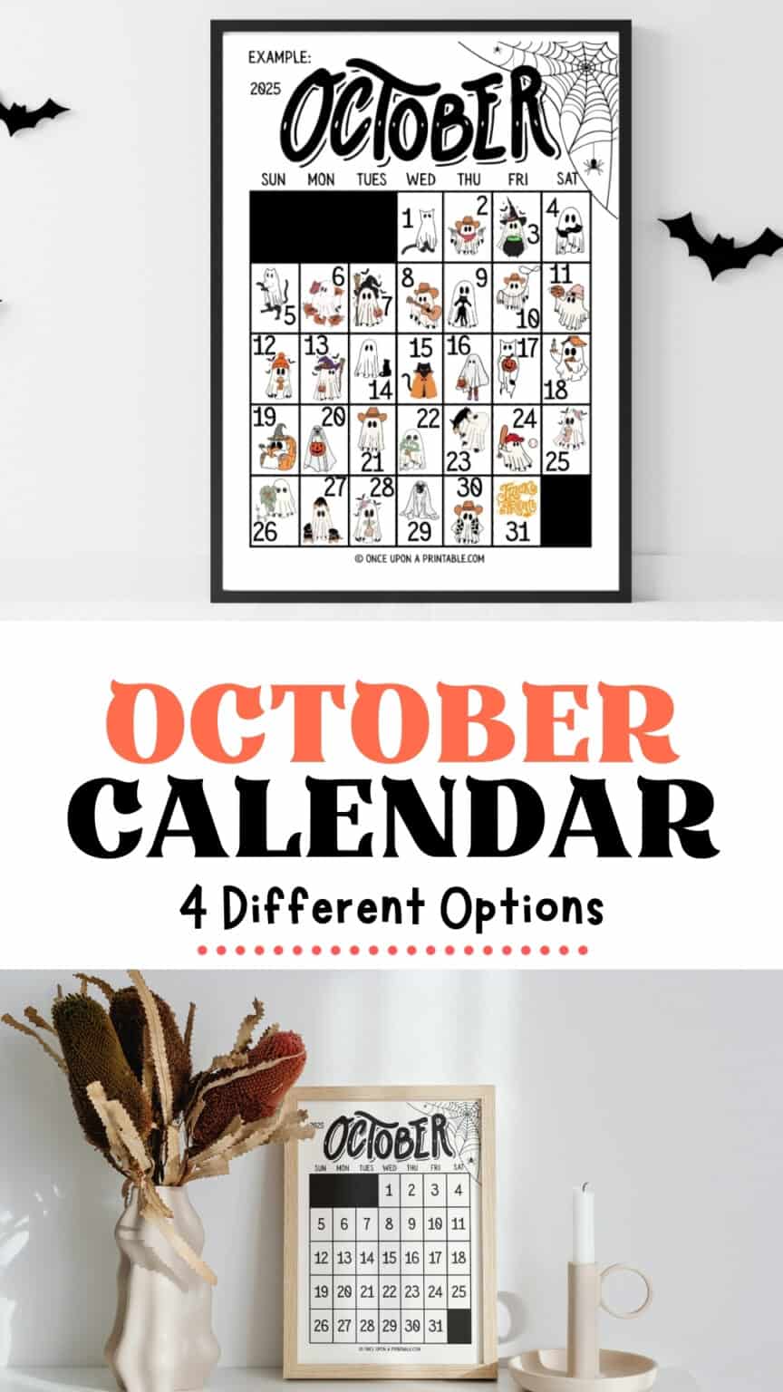 October Calendar Printable (Free) - Once Upon a Printable