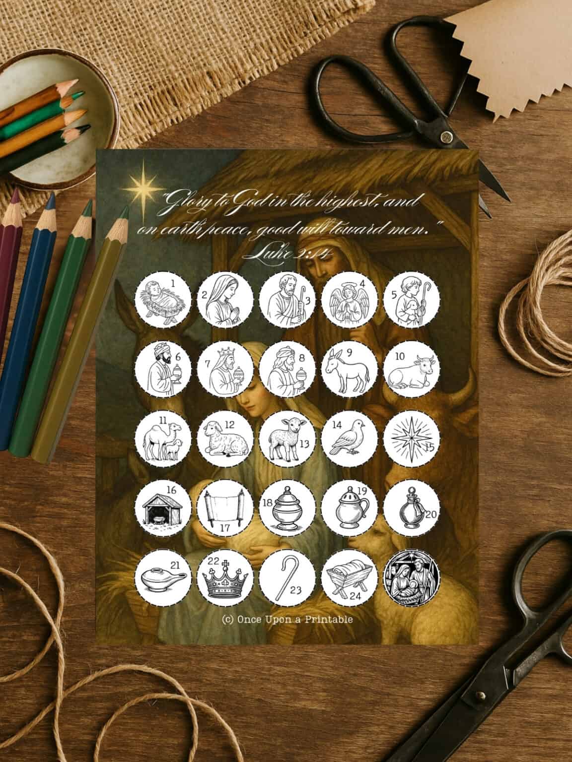 Nativity Advent Calendar (Free Printable) - Once Upon a Printable