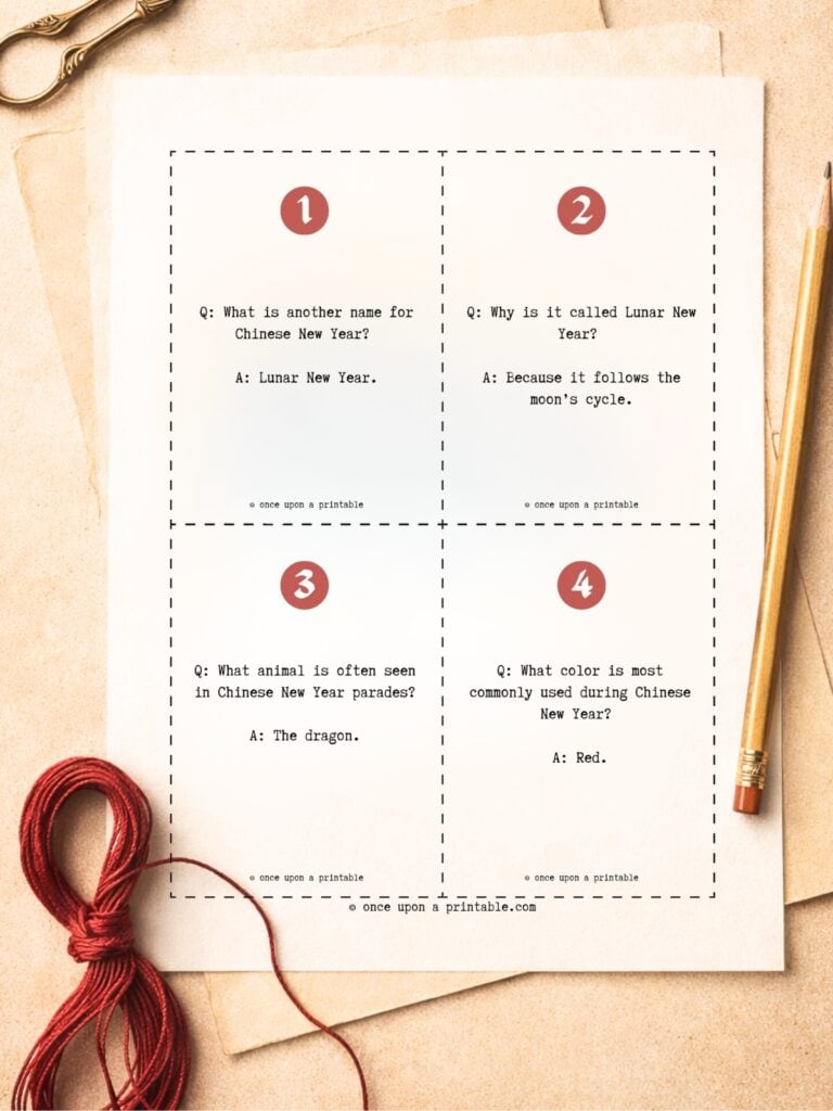 Chinese New Year Trivia Questions & Answers - Once Upon a Printable
