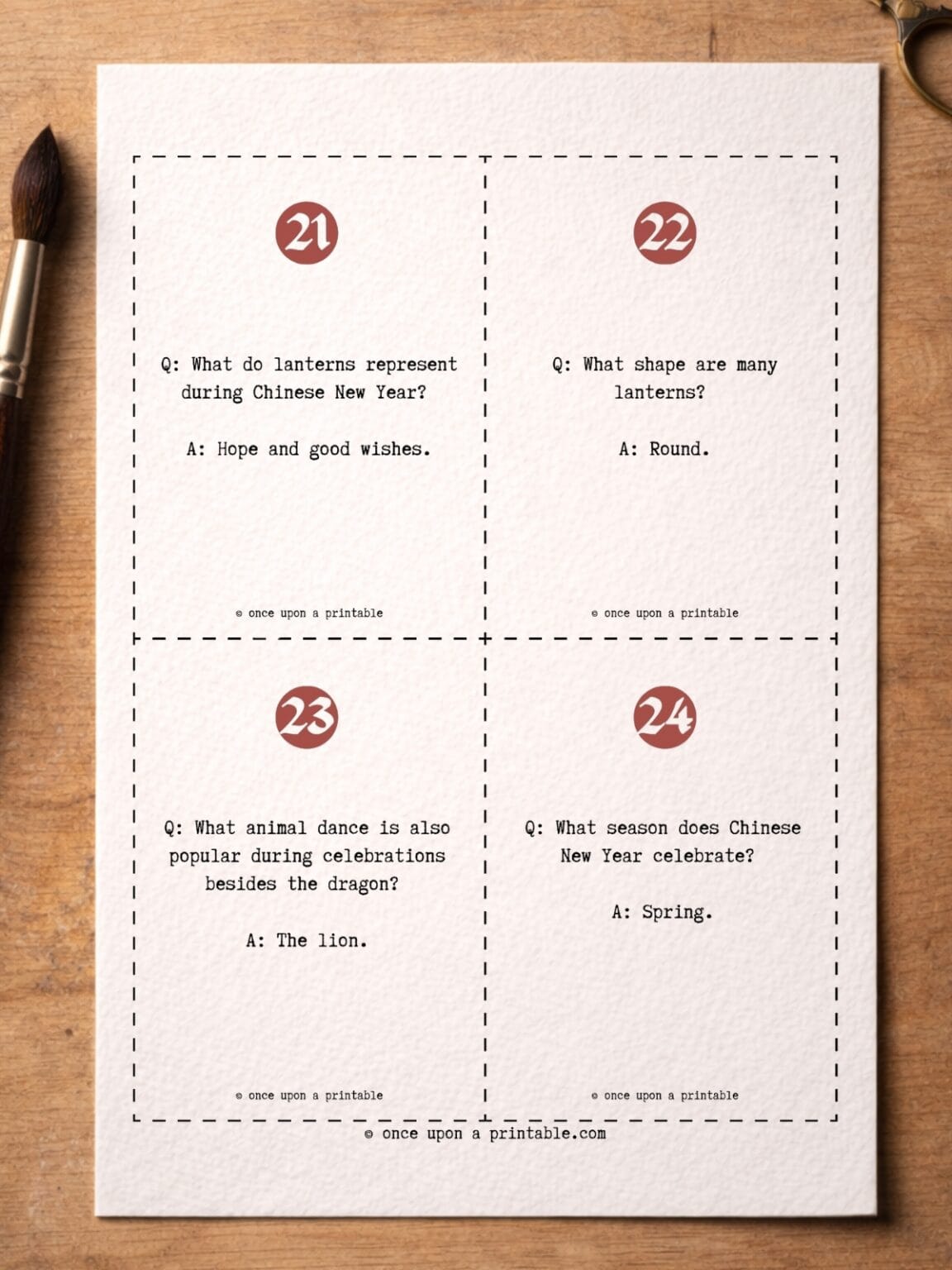 Chinese New Year Trivia Questions & Answers - Once Upon a Printable