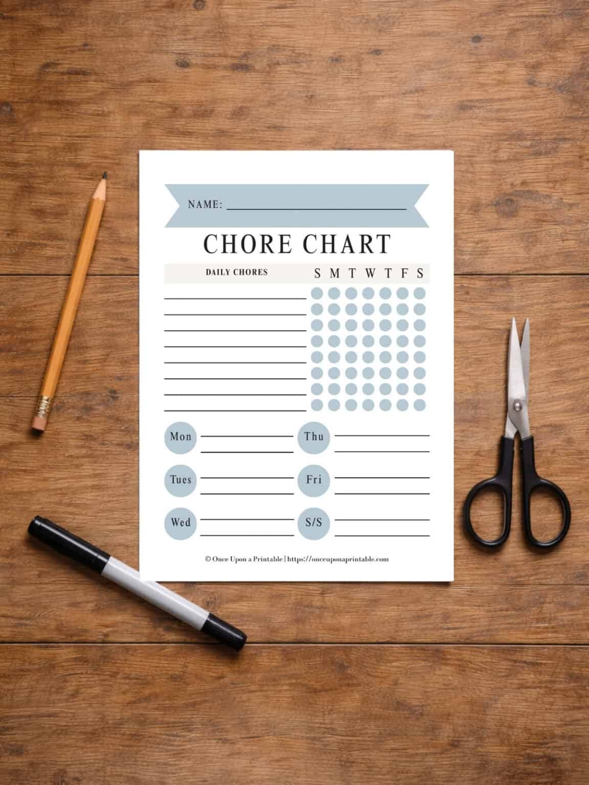 Free Children's Chore Charts Printables - Once Upon a Printable